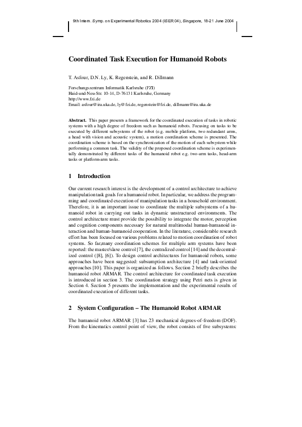 (PDF) Coordinated Task Execution for Humanoid Robots