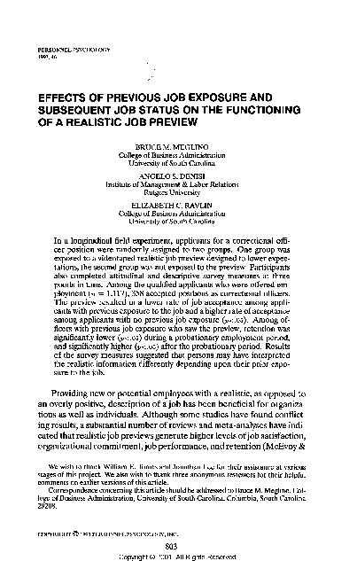 (PDF) EFFECTS OF PREVIOUS JOB EXPOSURE AND SUBSEQUENT JOB STATUS ON THE ...