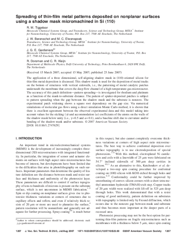 (PDF) Spreading of thin-film metal patterns deposited on nonplanar ...