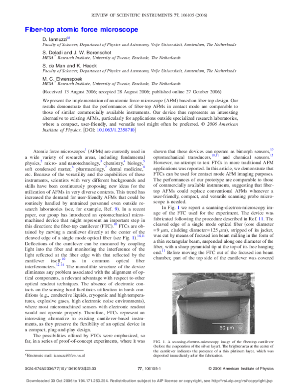 (PDF) Fiber-top atomic force microscope
