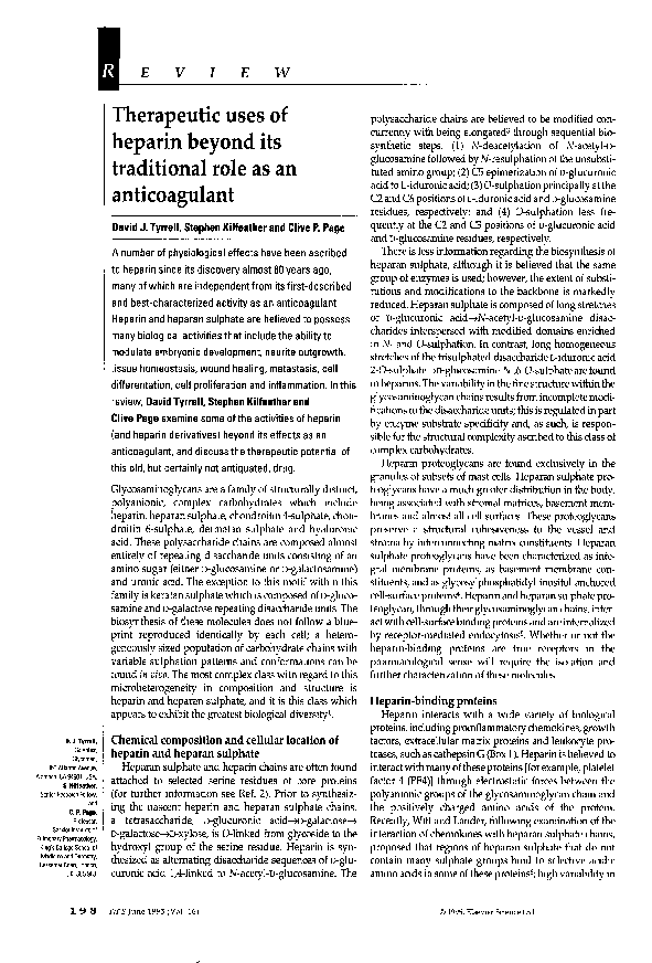 (PDF) Therapeutic uses of heparin beyond its traditional role as an ...