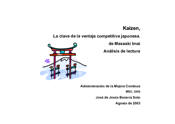 (PDF) Kaizen Kaizen, La clave de la ventaja competitiva japonesa. de ...