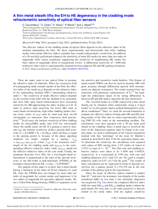 (PDF) A thin metal sheath lifts the EH to HE degeneracy in the cladding mode refractometric ...