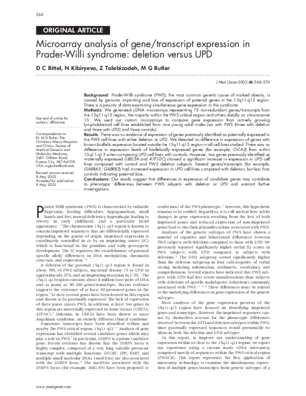 (PDF) Microarray analysis of gene/transcript expression in Angelman ...