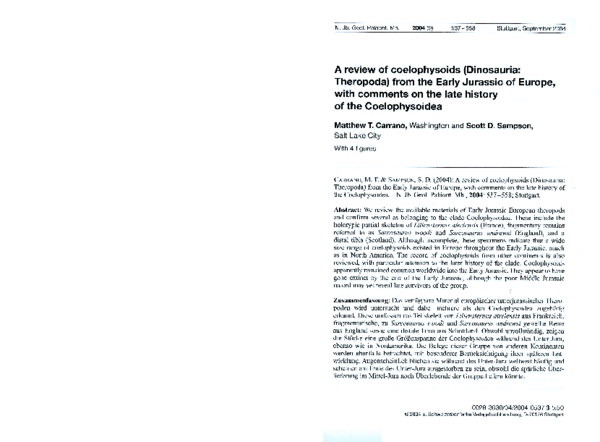 (PDF) A review of coelophysoids (Dinosauria: Theropoda) from the Early ...