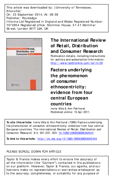 (PDF) Factors underlying the phenomenon of consumer ethnocentricity ...