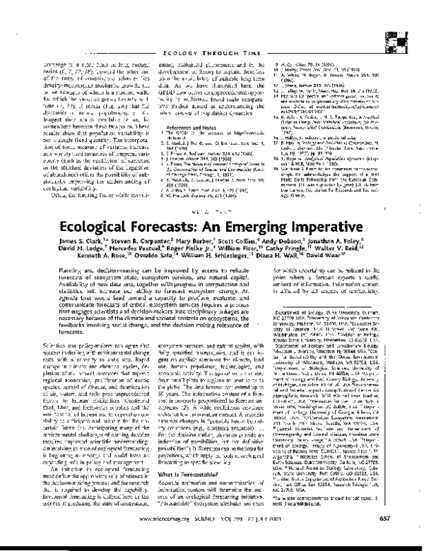(PDF) Ecological Forecasts: An Emerging Imperative