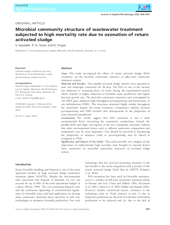 (PDF) Microbial community structure of wastewater treatment subjected ...