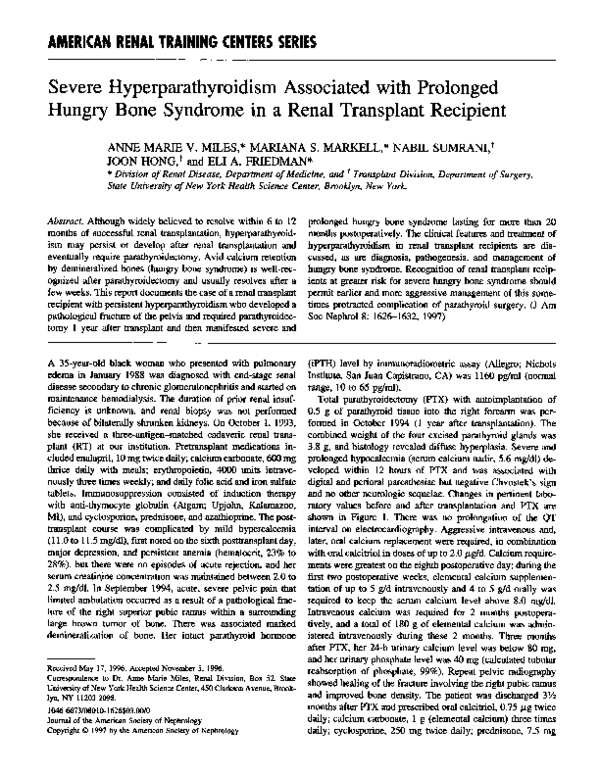 (PDF) Severe hyperparathyroidism associated with prolonged hungry bone ...