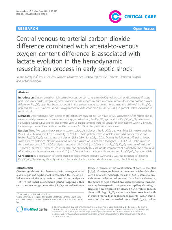 (PDF) Central venous-to-arterial carbon dioxide difference combined ...