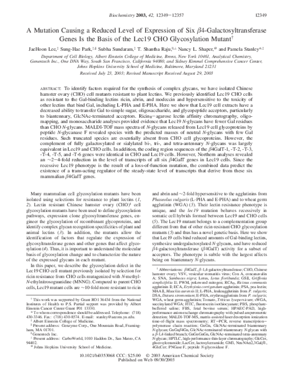 (PDF) A Mutation Causing a Reduced Level of Expression of Six β4-Galactosyltransferase Genes Is ...