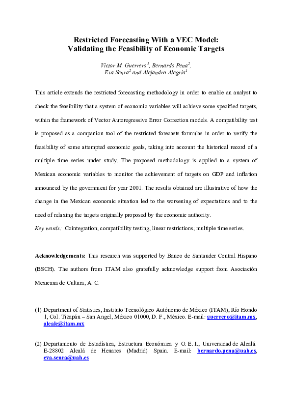 (PDF) Restricted Forecasting With a VEC Model: Validating the ...