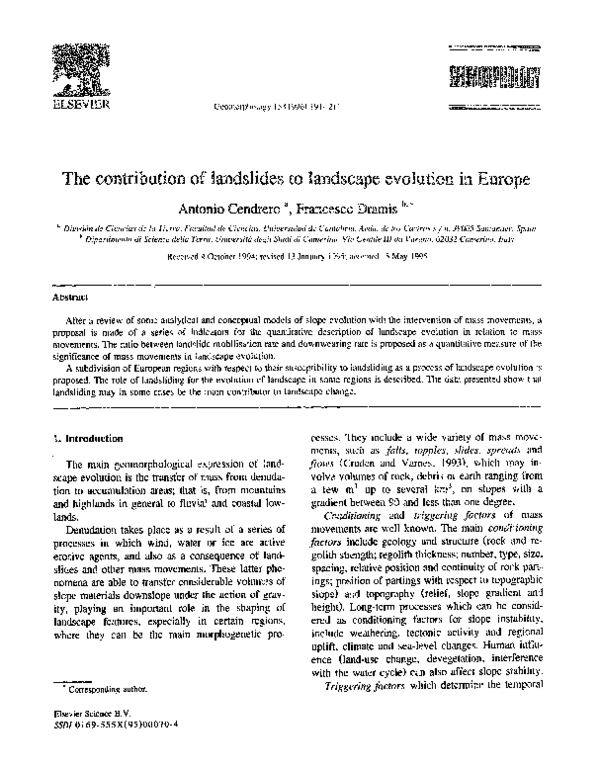 (PDF) The contribution of landslides to landscape evolution in Europe