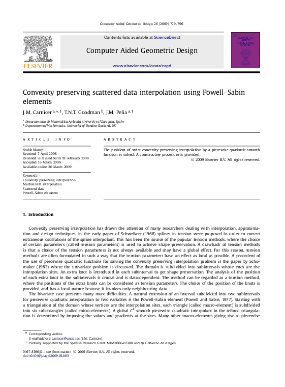 (PDF) Convexity preserving scattered data interpolation using Powell–Sabin elements
