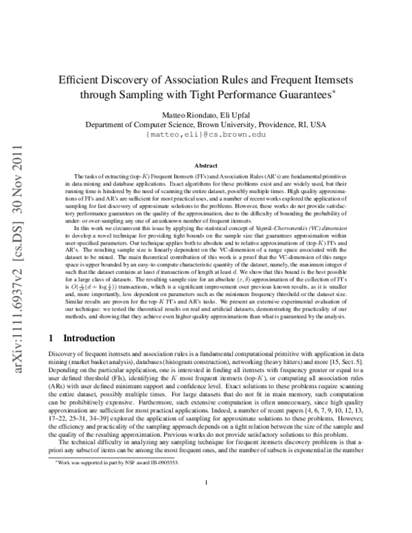 (PDF) Efficient Discovery of Association Rules and Frequent Itemsets ...