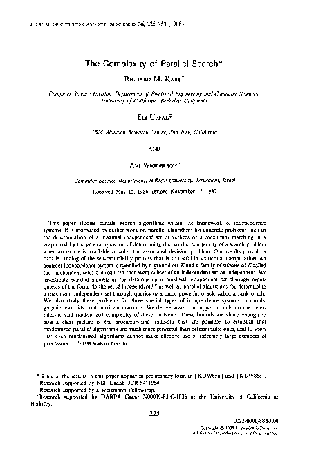 (PDF) The complexity of parallel search