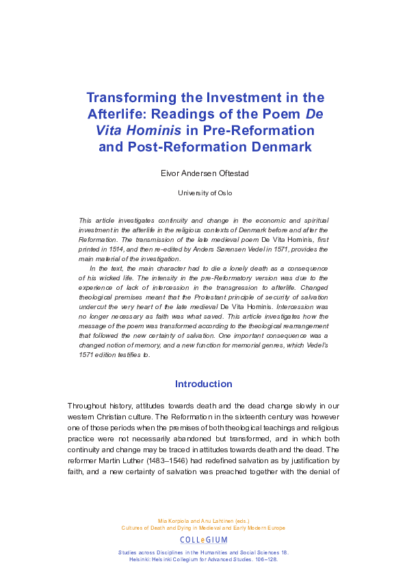 (PDF) Cultures of Death and Dying in Medieval and Early Modern Europe ...
