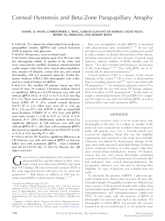 (PDF) Corneal Hysteresis and Beta-Zone Parapapillary Atrophy