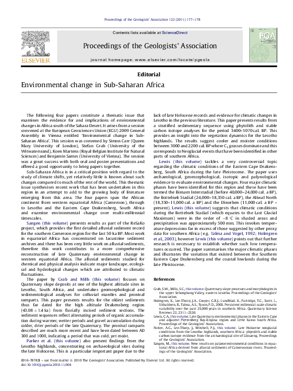 (PDF) Environmental change in Sub-Saharan Africa