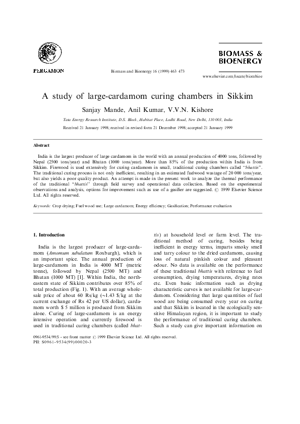 (PDF) A study of large-cardamom curing chambers in Sikkim