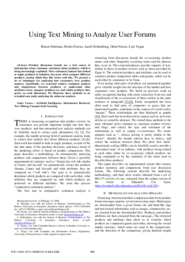 (PDF) Using text mining to analyze user forums