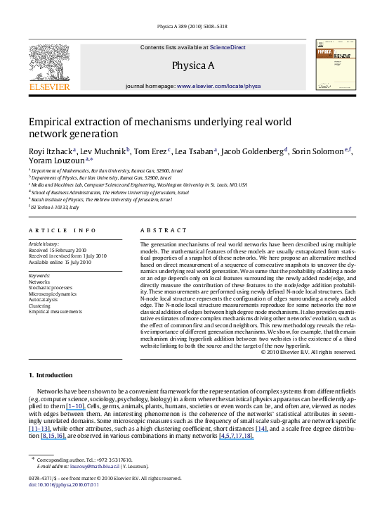 (PDF) Empirical extraction of mechanisms underlying real world network ...