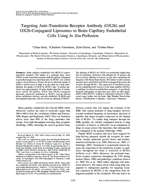 (PDF) Targeting Anti???Transferrin Receptor Antibody (OX26) and OX26 ...