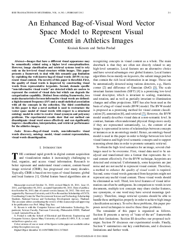 (PDF) An Enhanced Bag-of-Visual Word Vector Space Model to Represent ...