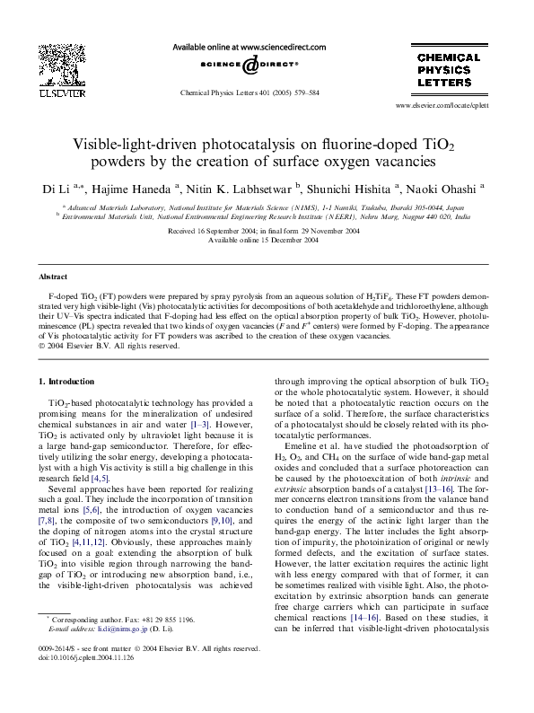(PDF) Visible-light-driven photocatalysis on fluorine-doped TiO2 ...