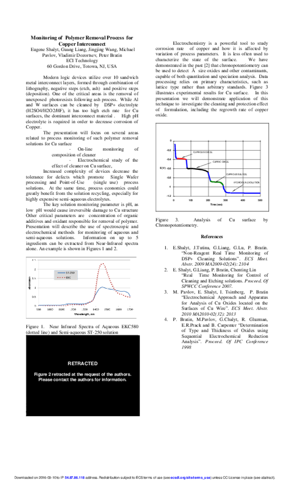 (PDF) Monitoring of Polymer Removal Process for Copper Interconnect