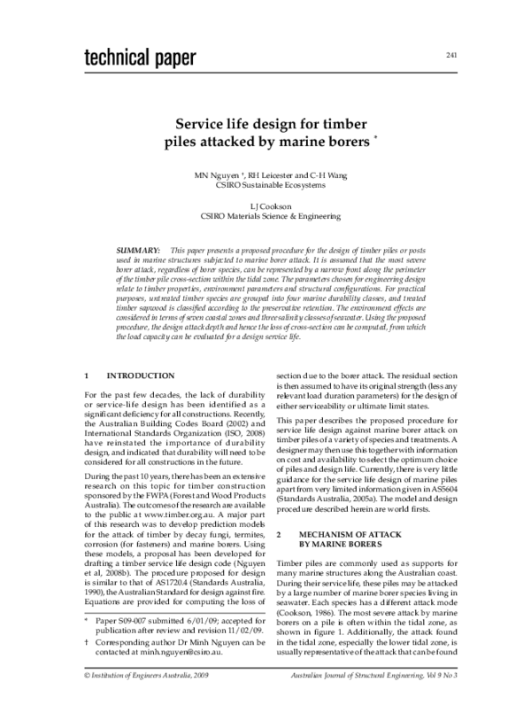 (PDF) Service life design for timber piles attacked by marine borers
