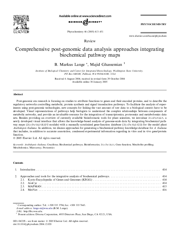 (PDF) Comprehensive post-genomic data analysis approaches integrating biochemical pathway maps