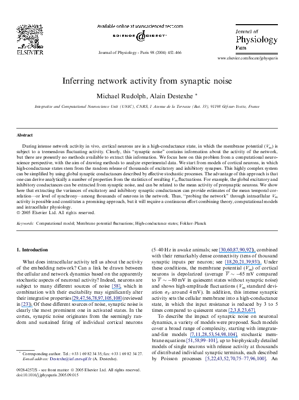 (PDF) Inferring network activity from synaptic noise
