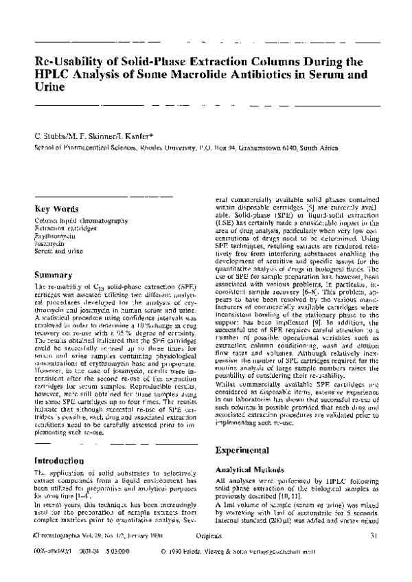 (PDF) Re-Usability of Solid-Phase Extraction Columns During the HPLC ...