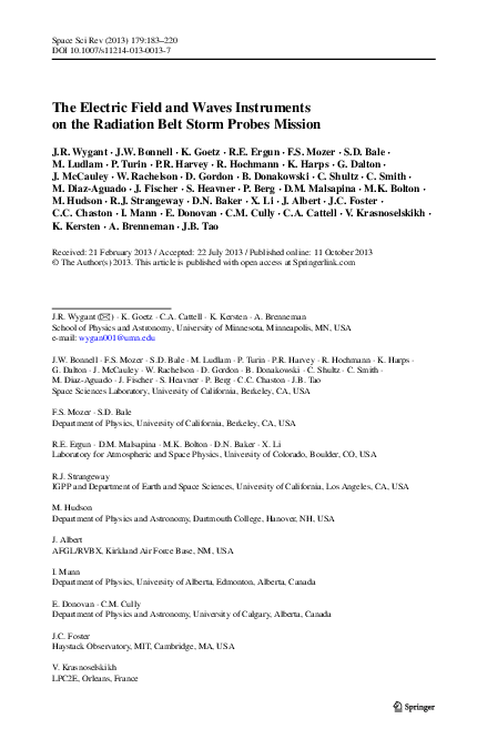(PDF) The Electric Field and Waves Instruments on the Radiation Belt ...