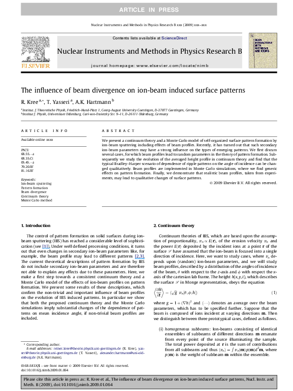 (PDF) The influence of beam divergence on ion-beam induced surface patterns