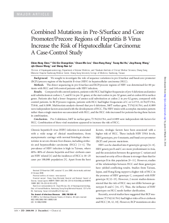 (PDF) Combined Mutations in Pre‐S/Surface and Core Promoter/Precore ...