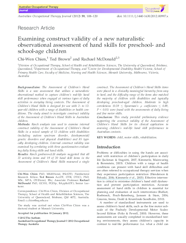 (PDF) Examining construct validity of a new naturalistic observational ...
