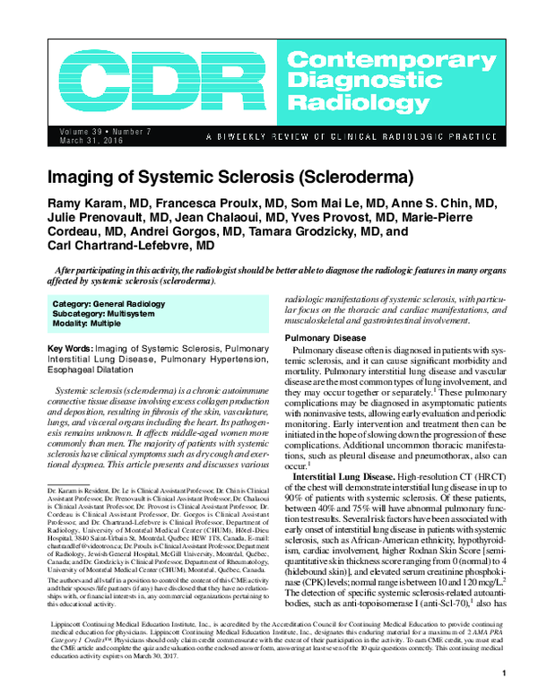(PDF) Imaging of Systemic Sclerosis Scleroderma