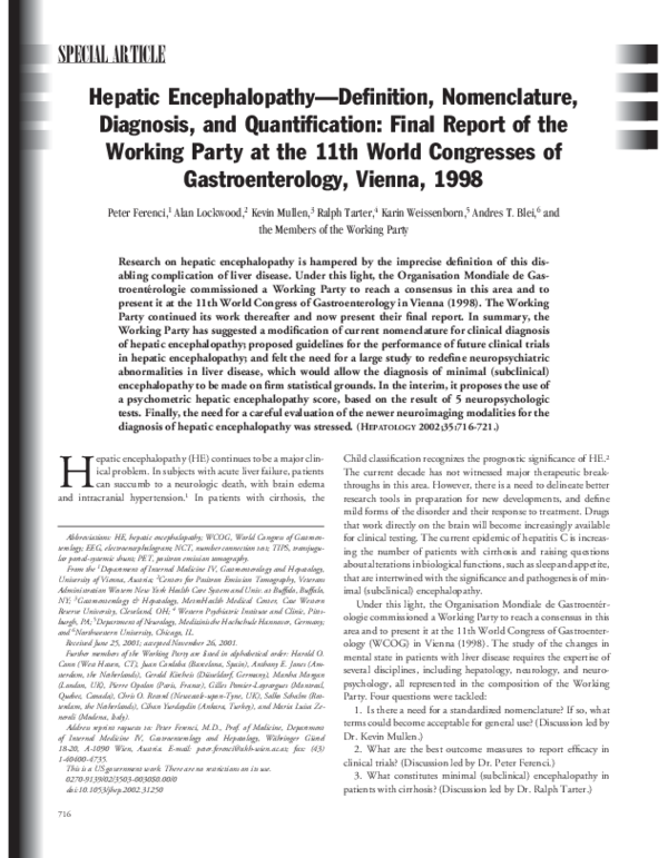 (PDF) Hepatic encephalopathy—Definition, nomenclature, diagnosis, and ...