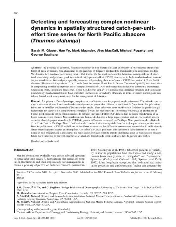 Pdf Detecting And Forecasting Complex Nonlinear Dynamics In Spatially