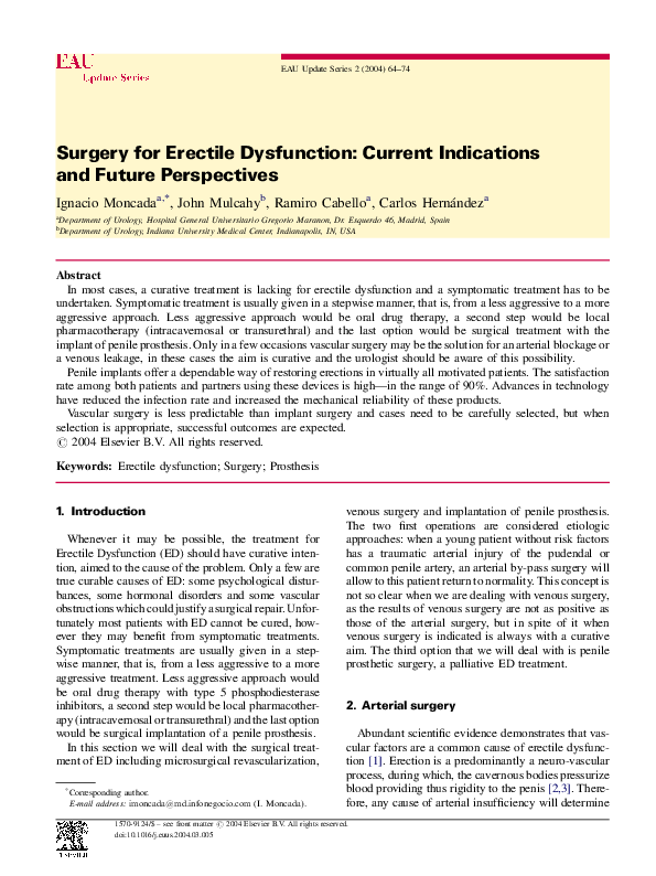 (PDF) Surgery for Erectile Dysfunction: Current Indications and Future ...