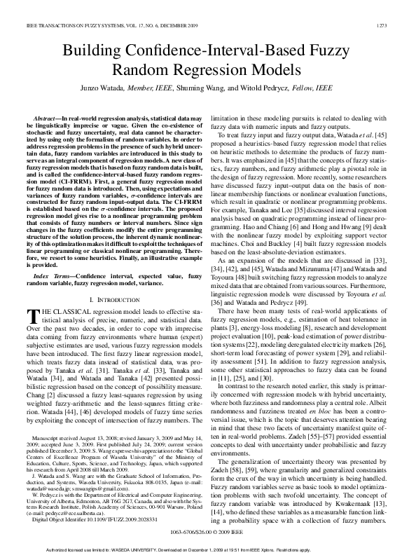 (PDF) Building Confidence-Interval-Based Fuzzy Random Regression Models
