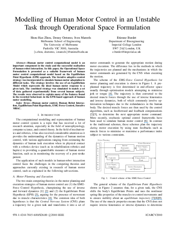 (PDF) Modelling of human motor control in an unstable task through ...