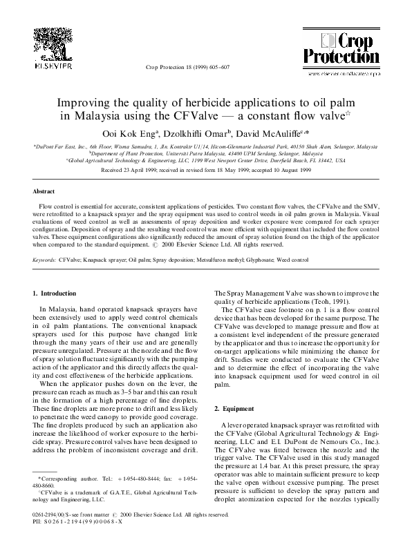 (PDF) Improving the quality of herbicide applications to oil palm in ...