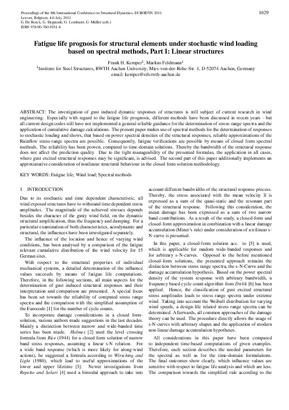 Pdf A Review Of Spectral Methods For Variable Amplitude Fatigue Prediction And New Results