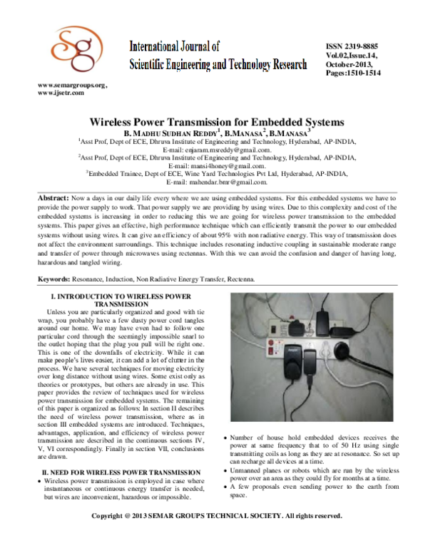 (PDF) Wireless Power Transmission for Embedded Systems