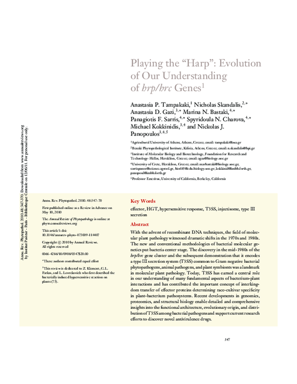 (PDF) Playing the “Harp”: Evolution of Our Understanding of hrp/hrc Genes 1