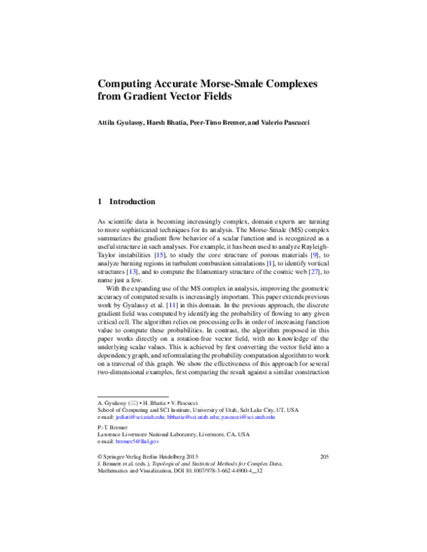 Pdf Computing Accurate Morse Smale Complexes From Gradient Vector Fields