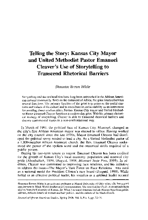 (PDF) Telling the story: Kansas City Mayor and United Methodist Pastor ...